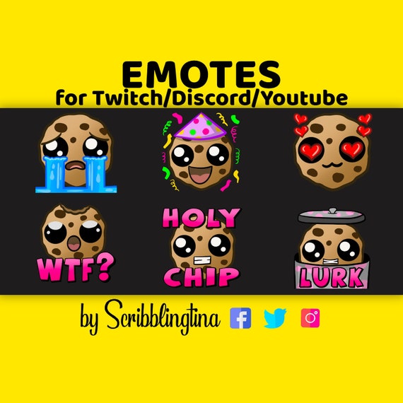 Emotes twitch twitch emotes cookie funny sad cute | Etsy