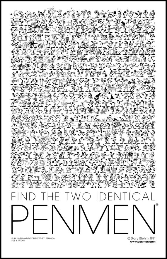 Interactive Art Poster: Find Two Identical PENMEN® 11 X 17 - Etsy