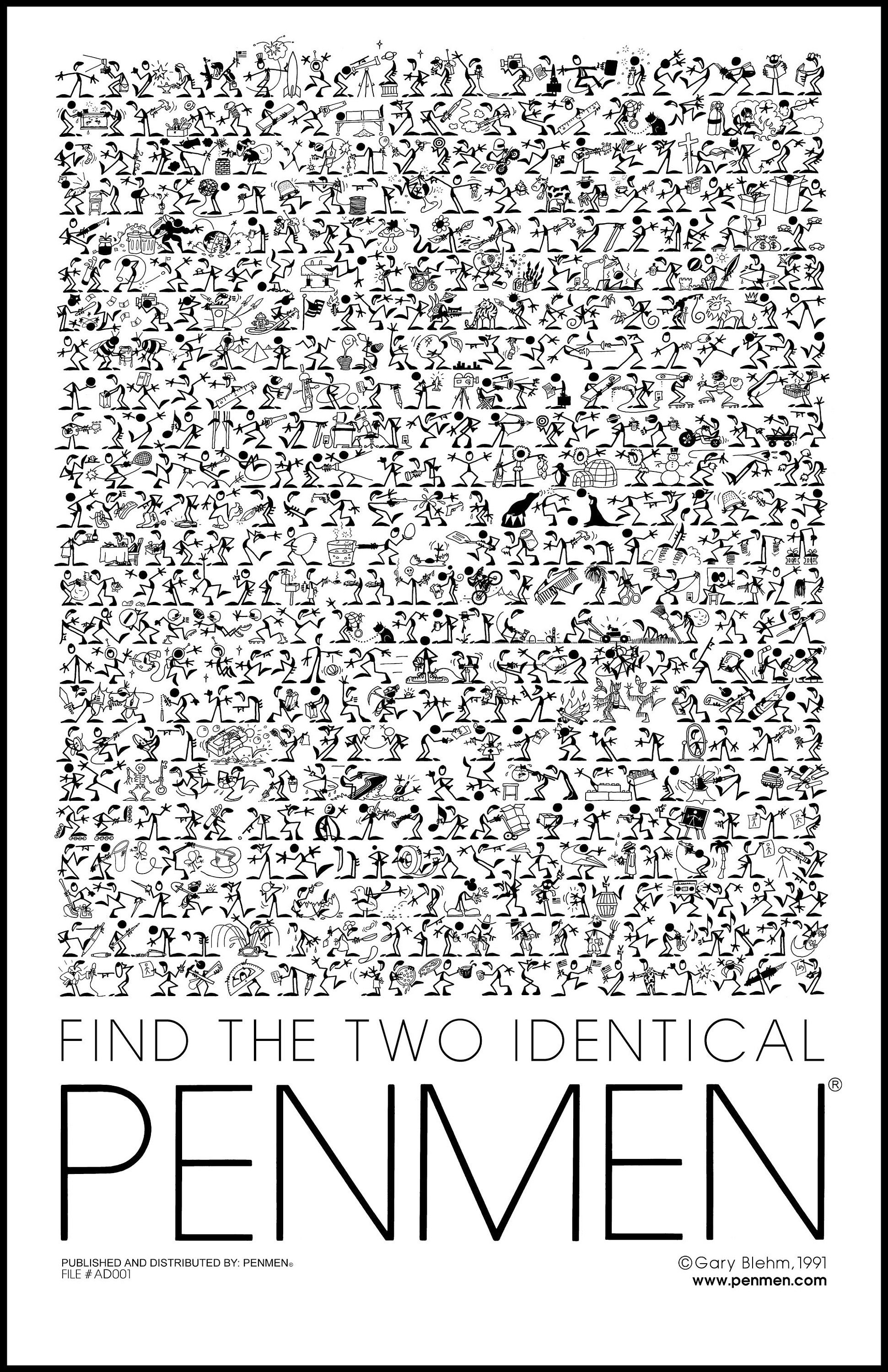 Interactive Art Poster: Find Two Identical PENMEN® 11 X 17 Print - Etsy