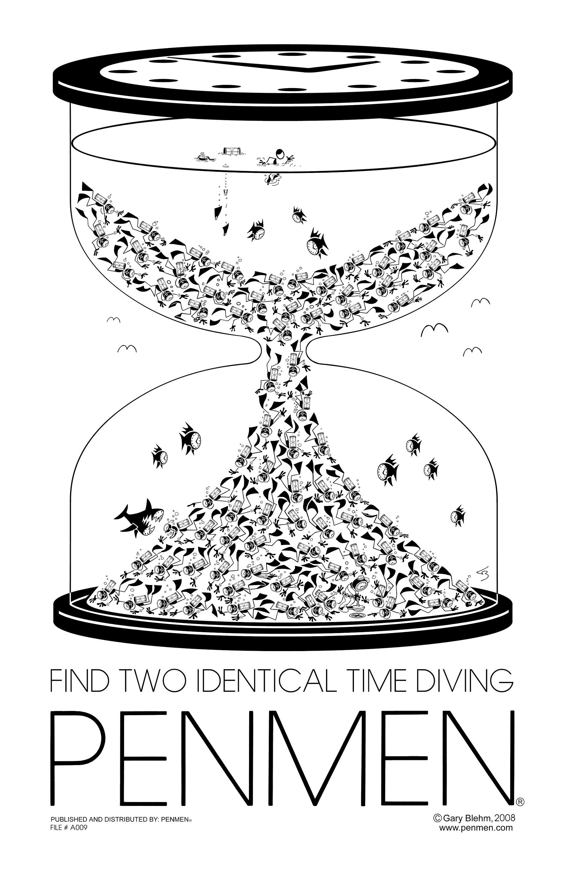 Graphic Art Poster: Find Two Identical Time Diving PENMEN® 11 X 17 ...