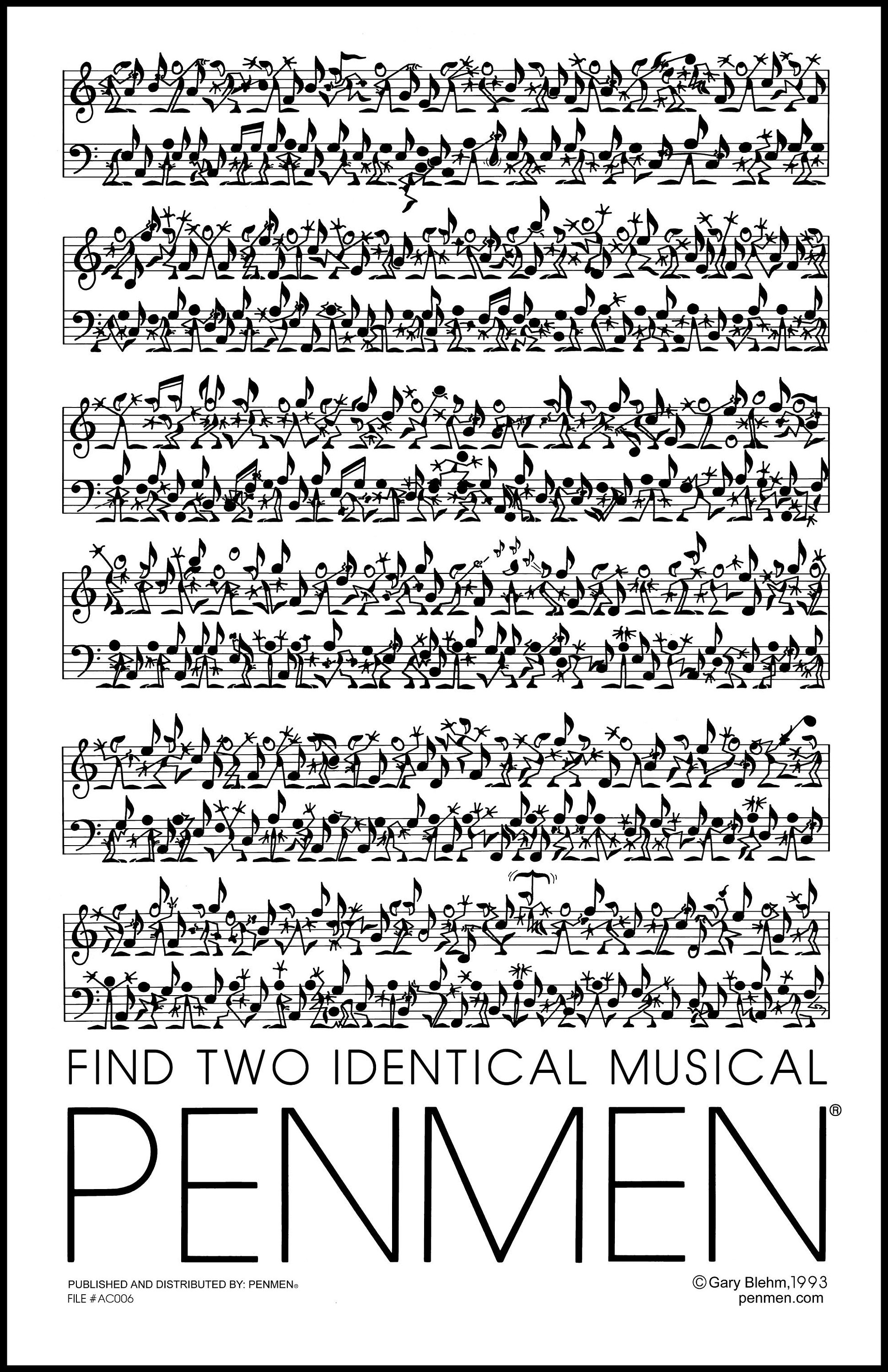 Fun Interactive Music Art Poster: Find Two Identical Musical PENMEN® 11 ...