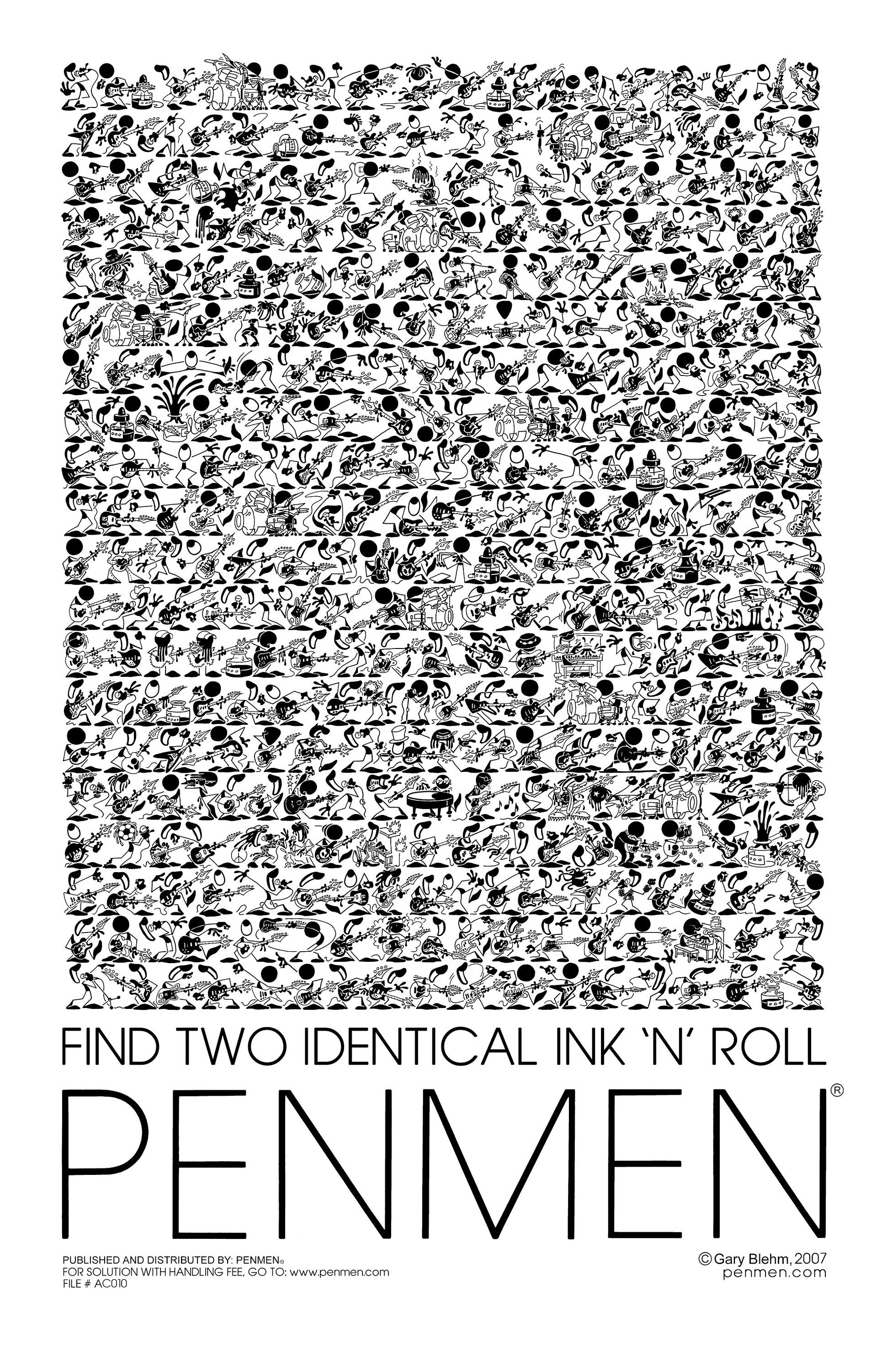 Rock Music Poster: Find Two Identical Ink 'n' Roll PENMEN® 11 X 17 ...