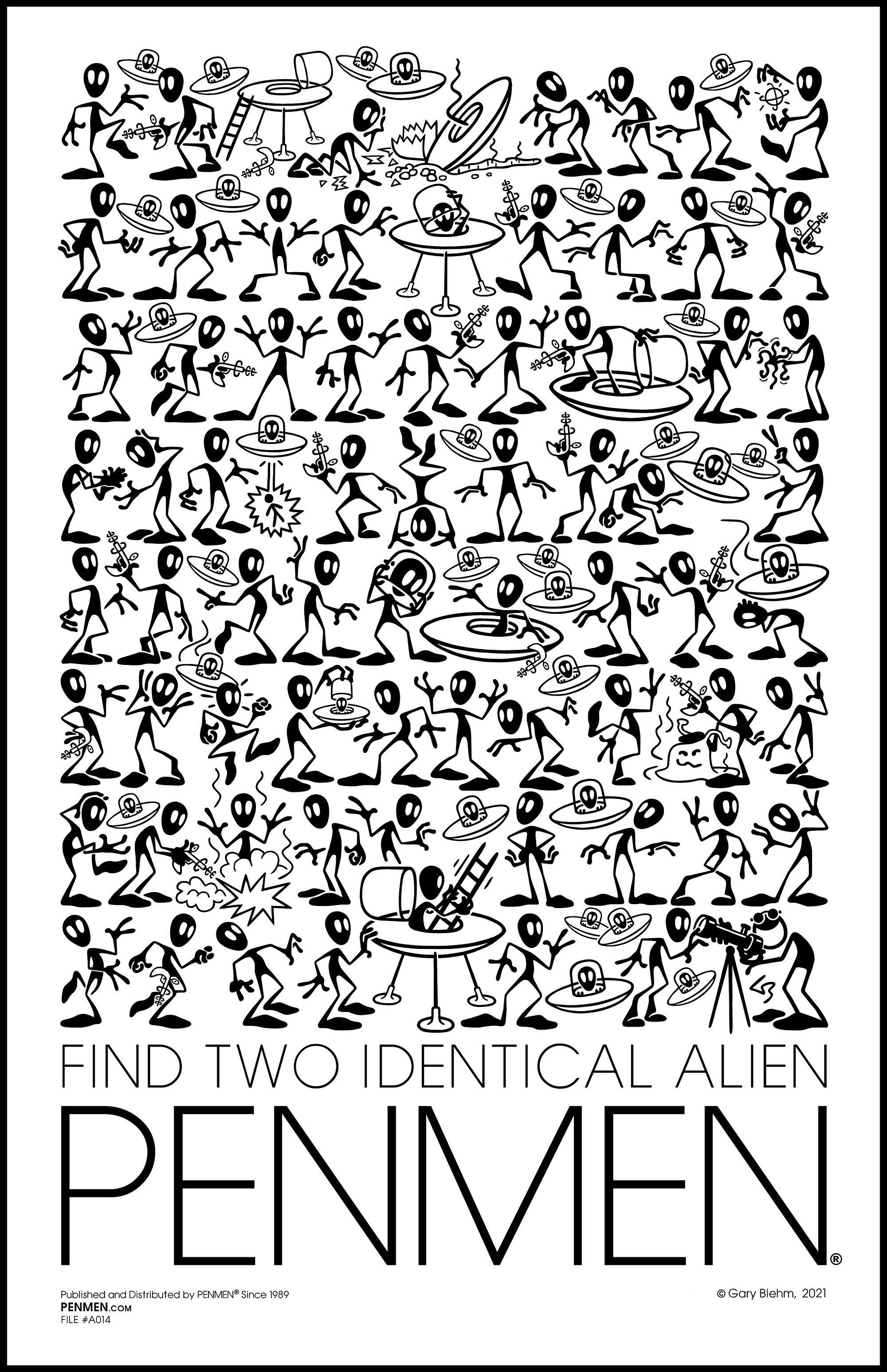 Alien UFO Poster: Find Two Identical Alien PENMEN® 11 X 17 - Etsy
