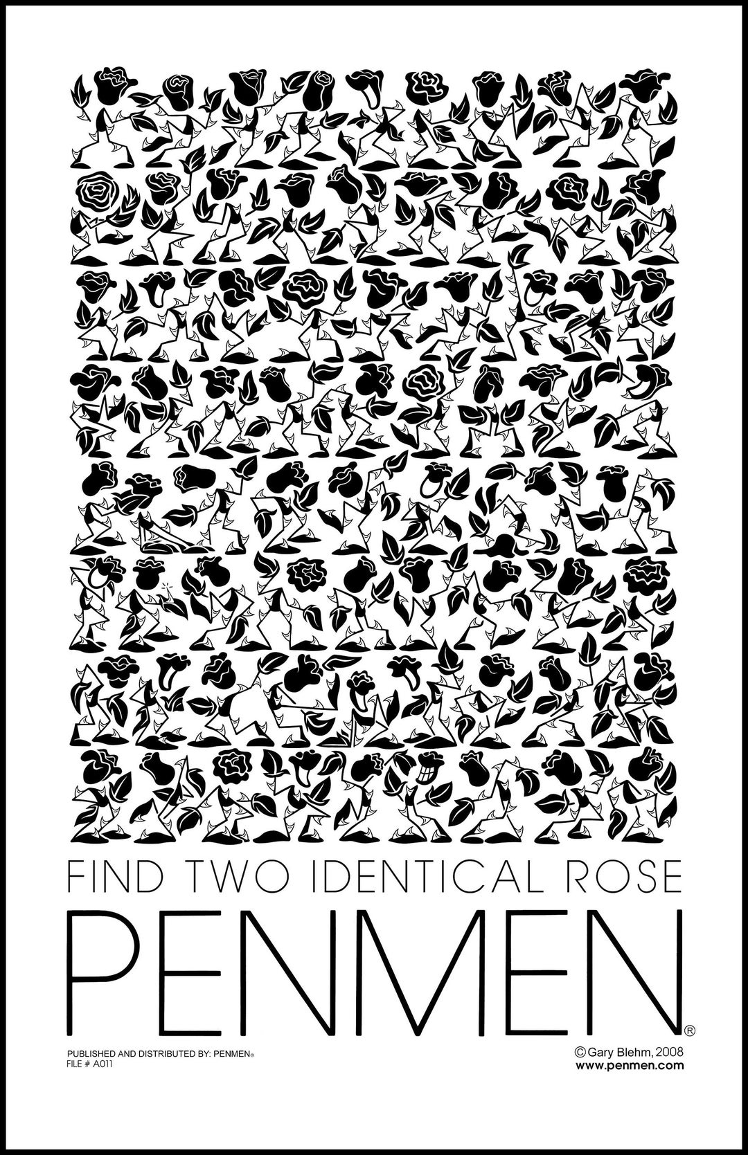 Rose Art Poster: Find Two Identical Rose PENMEN® 11 X 17 Print - Etsy
