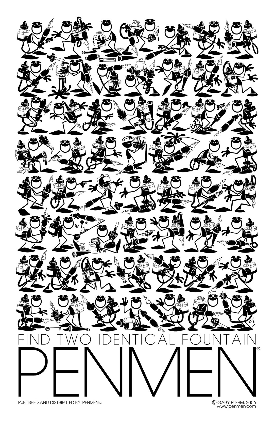 Fountain Pen Poster: Find Two Identical Fountain PENMEN® 11 X 17 Print ...