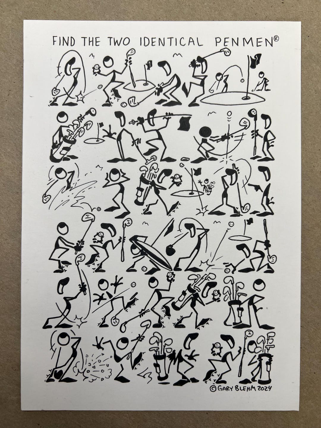 Original Artwork find Two Identical Penmen Golf Theme 5 X 7 - Etsy