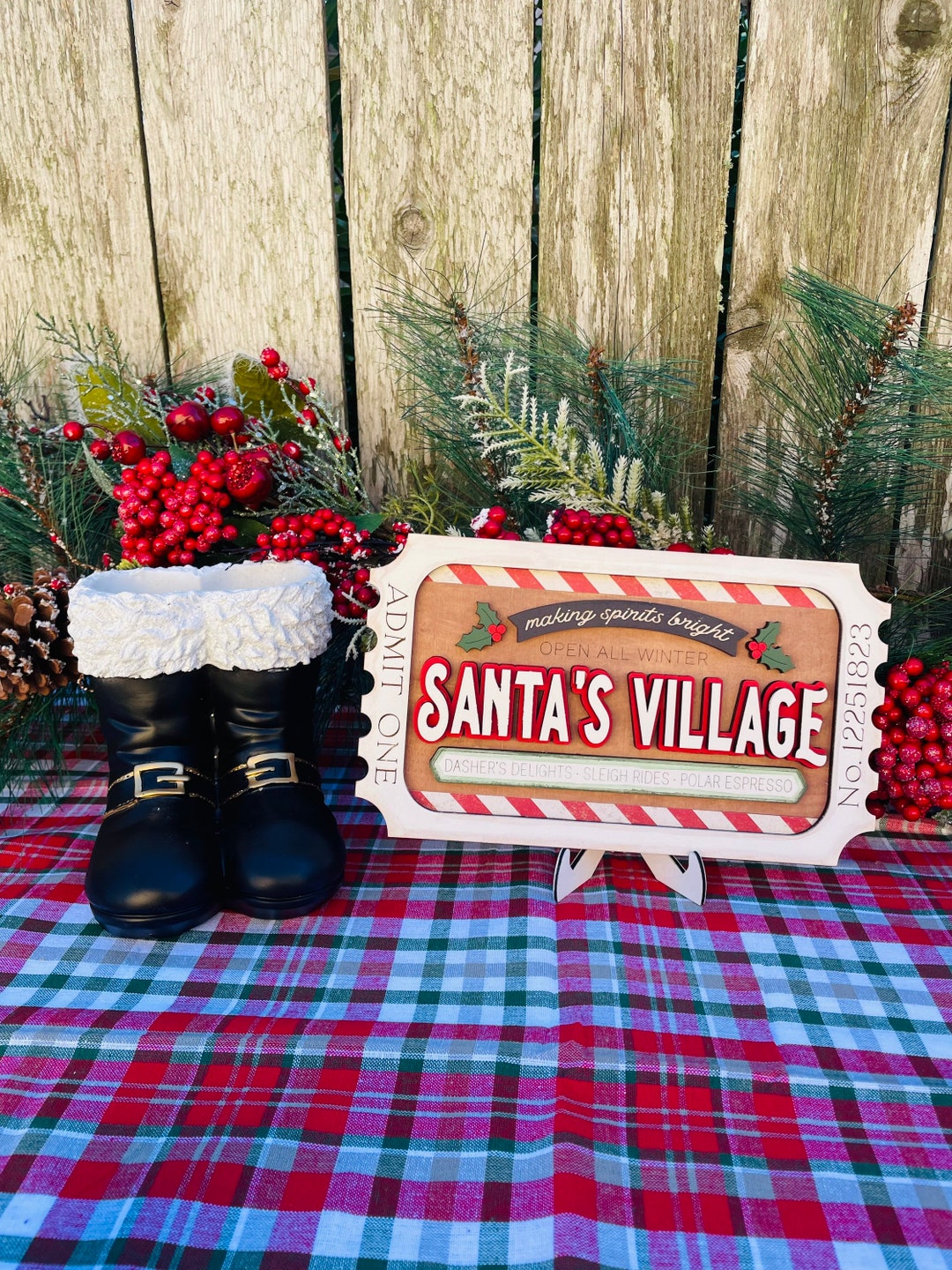 Santas Village Santa Sign Santa Decor Christmas Decor - Etsy