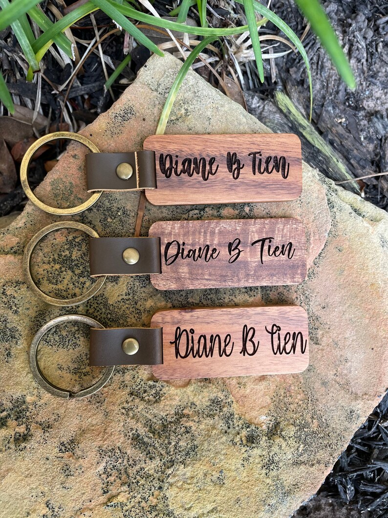Wood Keychains Keychain Personalized Engraving Walnut | Etsy