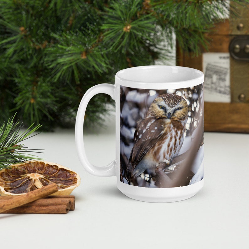 Saw-whet Owl in the Snow Coffee Mug | Saw-whet Owl in the Snow Coffee ...
