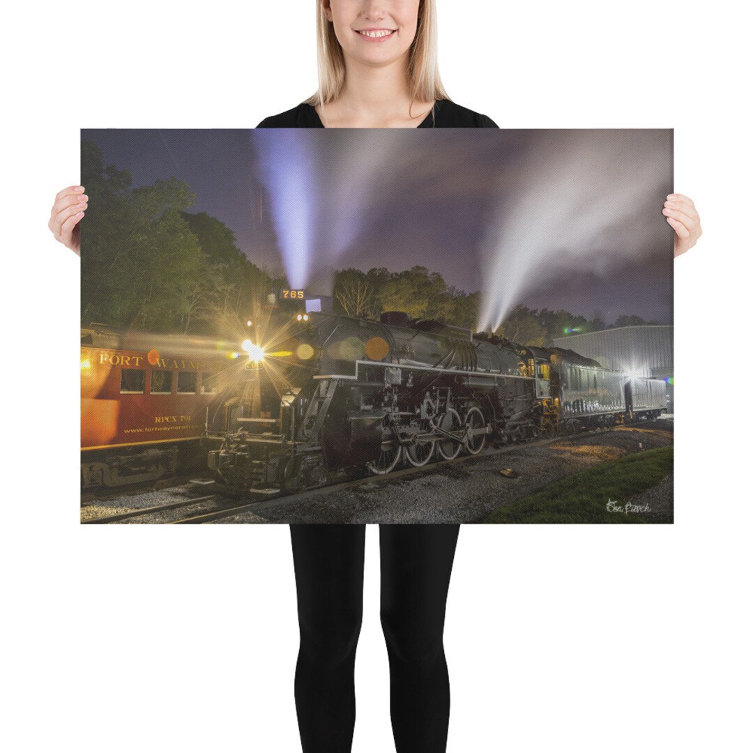 Train at Night Canvas Print Wall Art Housewarming Gift | Train Print ...