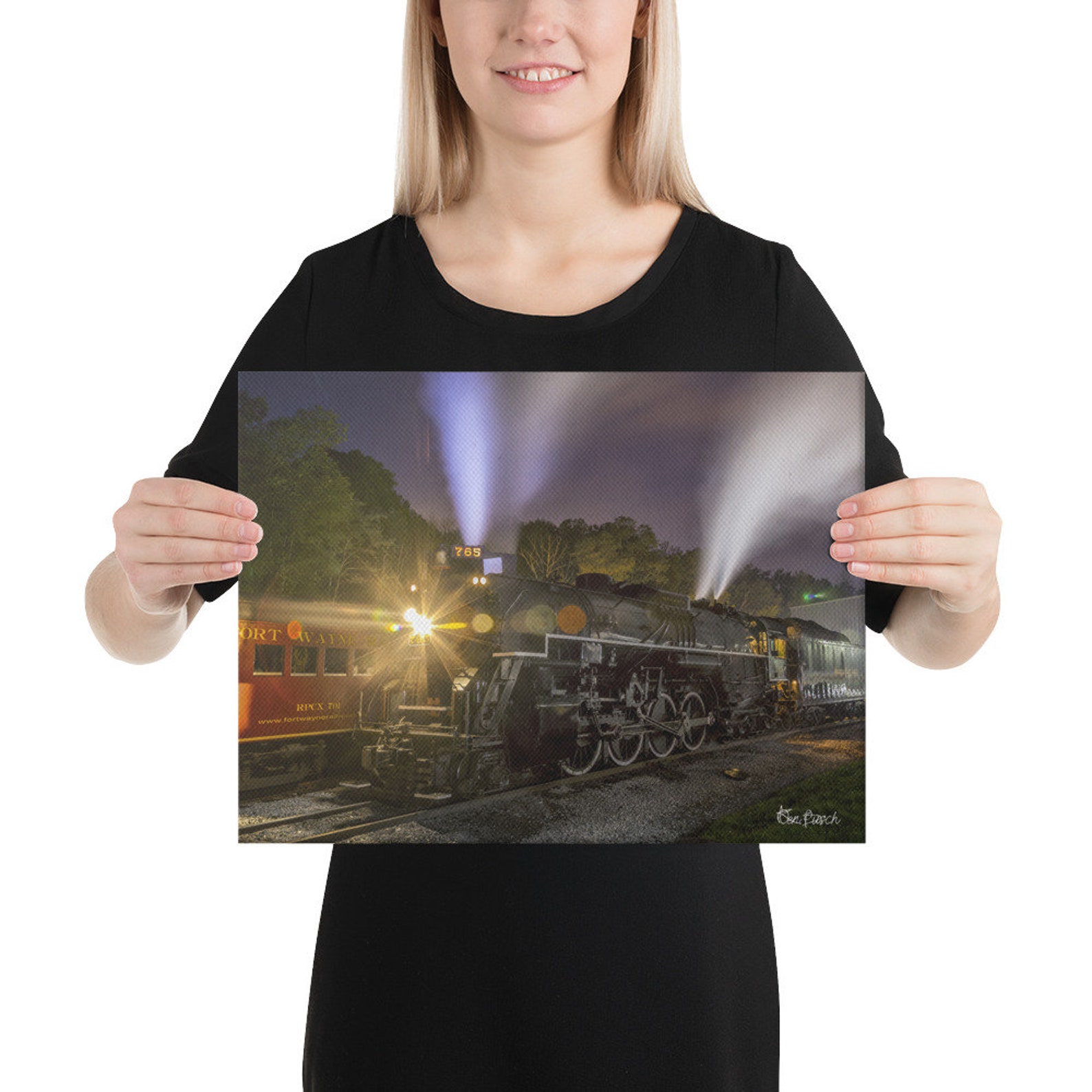 Train at Night Canvas Print Wall Art Housewarming Gift Train Print ...