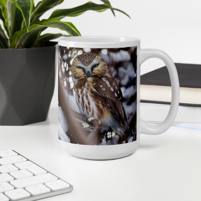 Saw-whet Owl in the Snow Coffee Mug Saw-whet Owl in the Snow - Etsy
