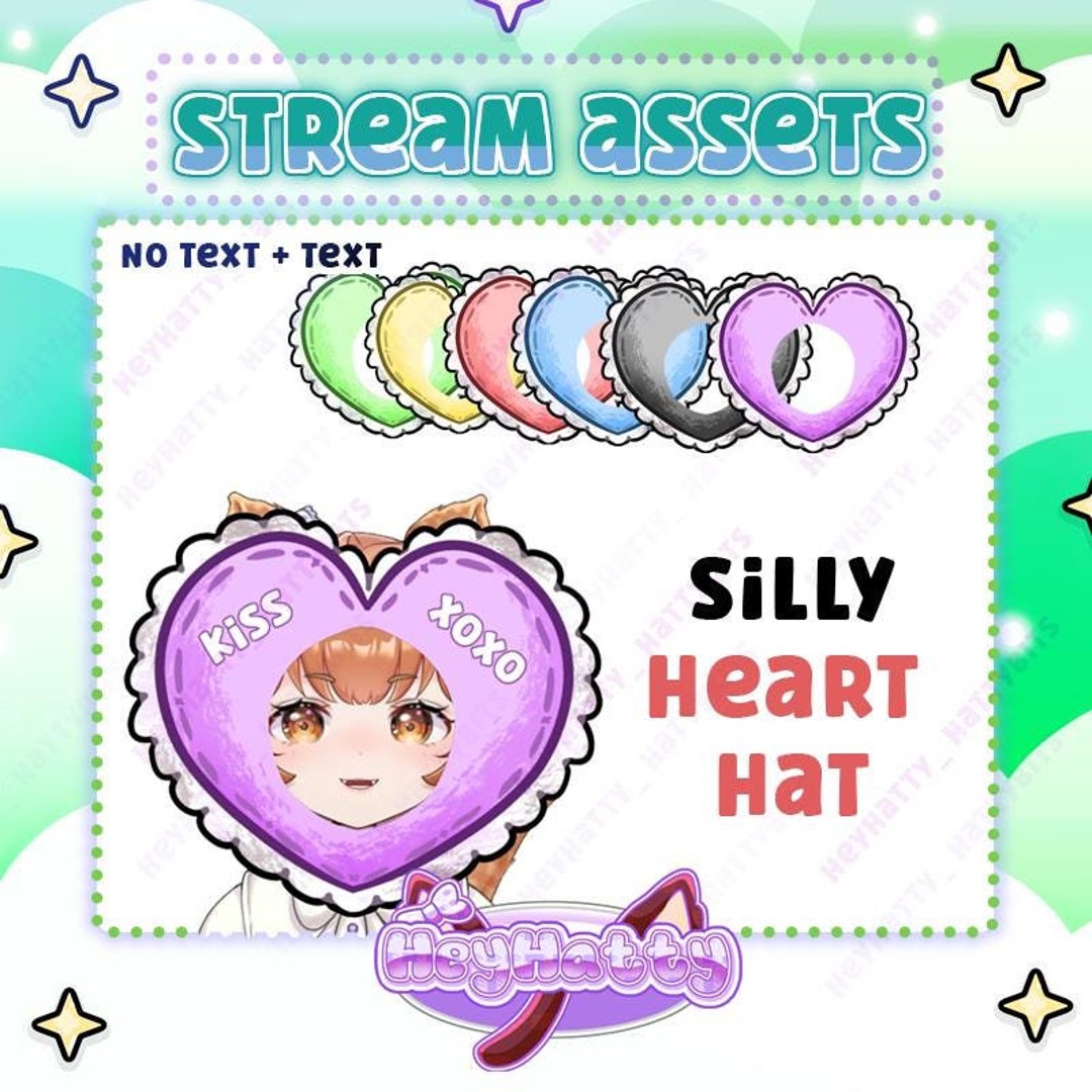 Silly Heart Hats | Pngtuber Assets, Heart Vtuber Assets, Cute Stream ...