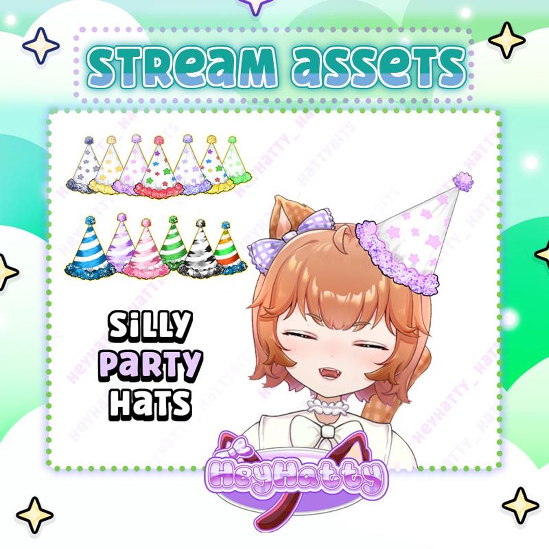 Party Hats | Streamer Assets, Twitch Assets, Pngtuber Assets, Vtuber ...