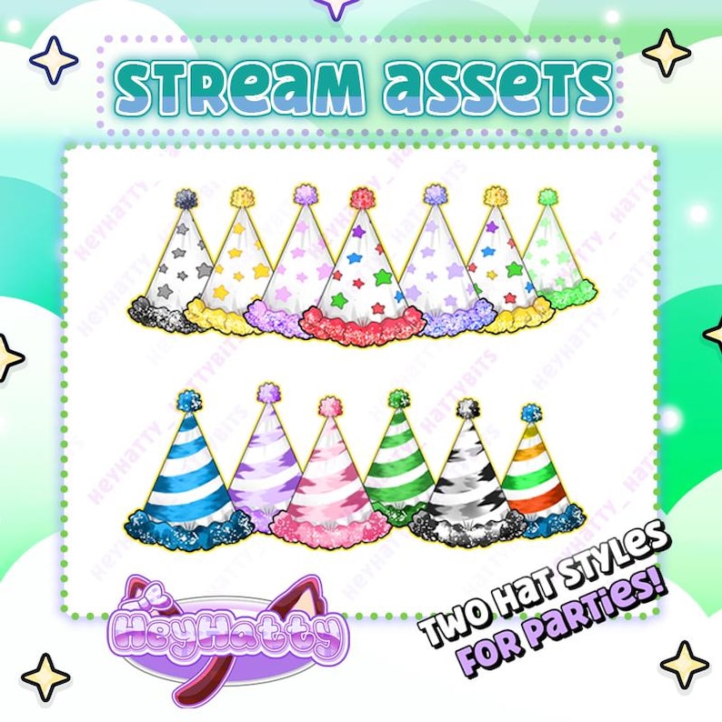 Party Hats | Streamer Assets, Twitch Assets, Pngtuber Assets, Vtuber ...
