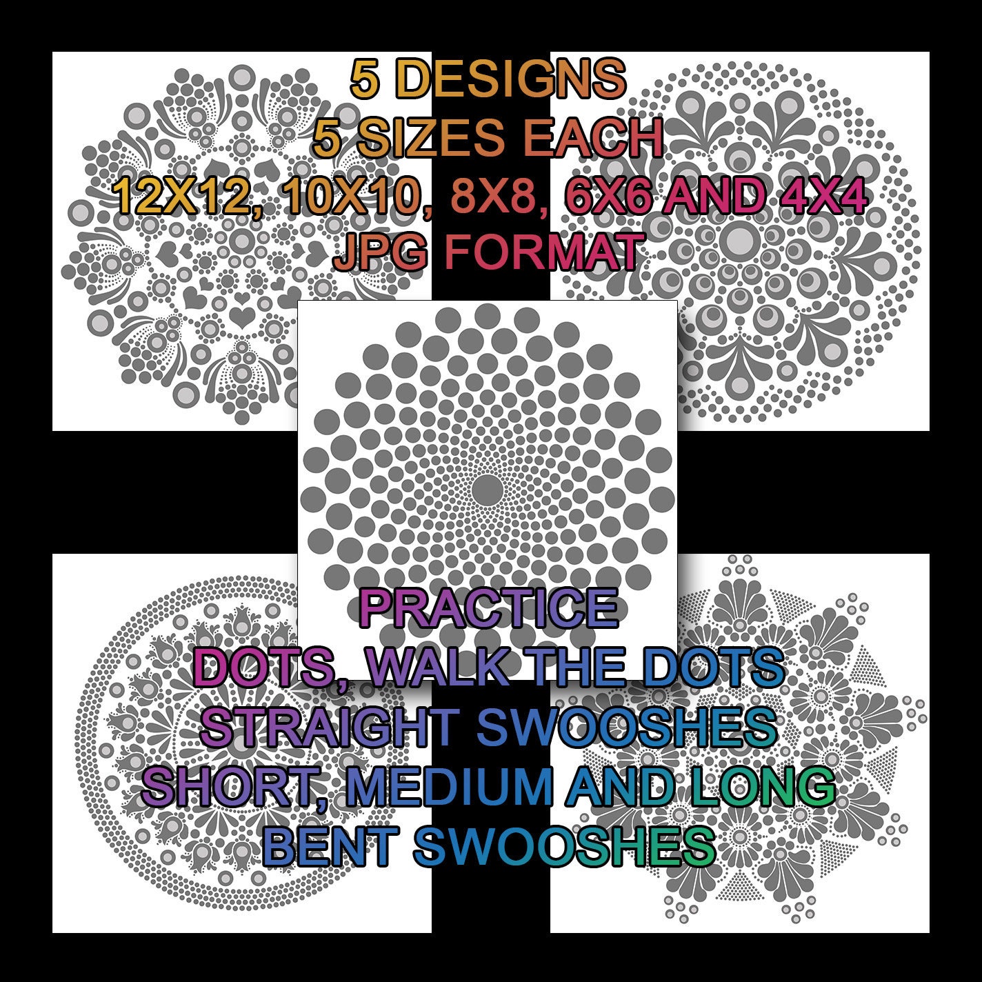 Dot Art Mandala Dot on Top Practice Pages S2 5 Mandalas in 5 - Etsy