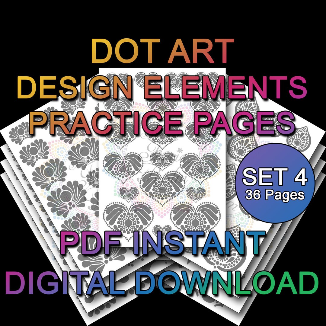 Dot Art Design Elements Practice Pages Set 4 36 Pages PDF - Etsy