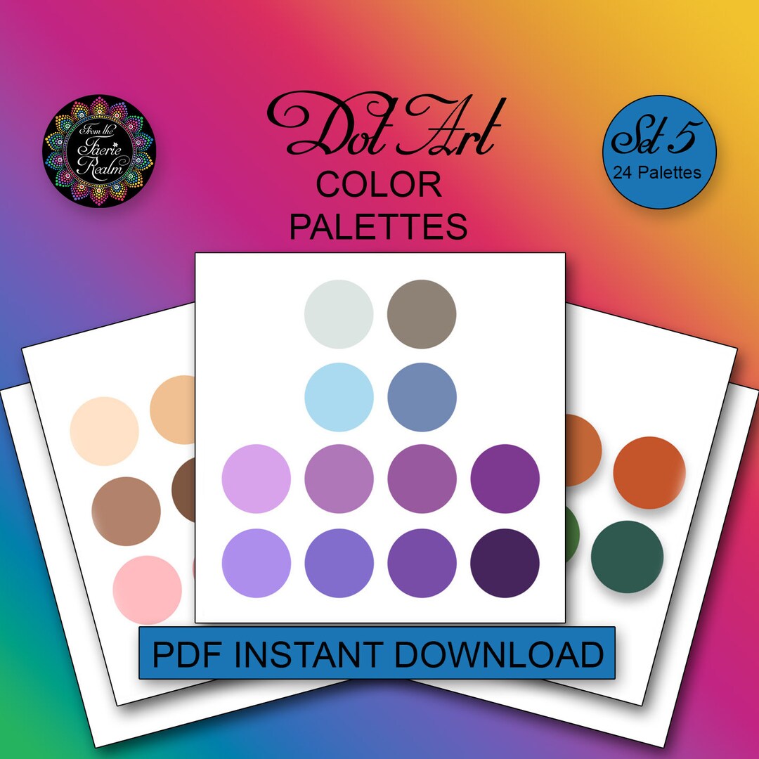 Dot Art 24 Color Palettes Set 5 - 2 Pages - PDF Instant Digital ...