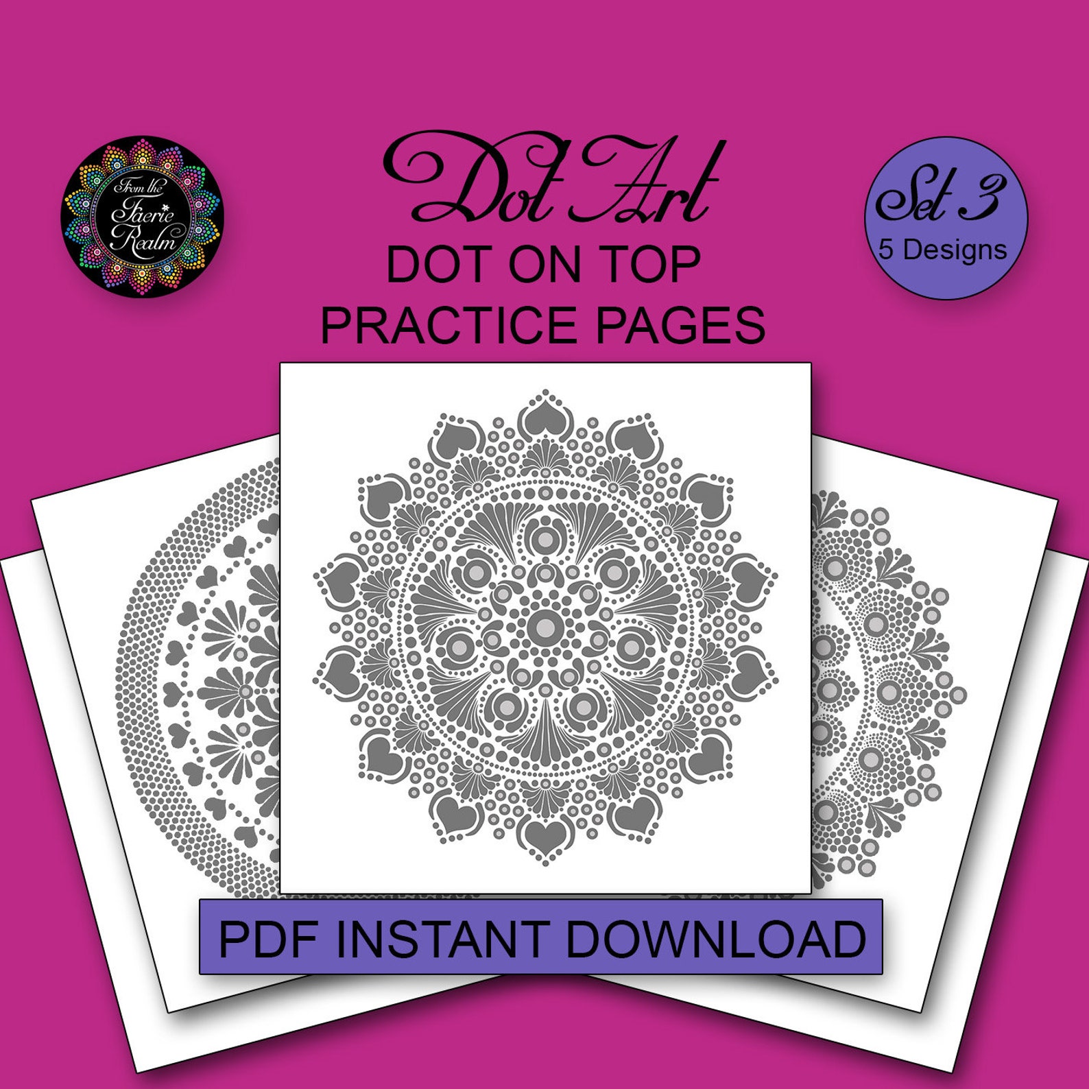 Dot Art Mandala Dot on Top Practice Pages - 30 Mandalas in 5 Sizes ...