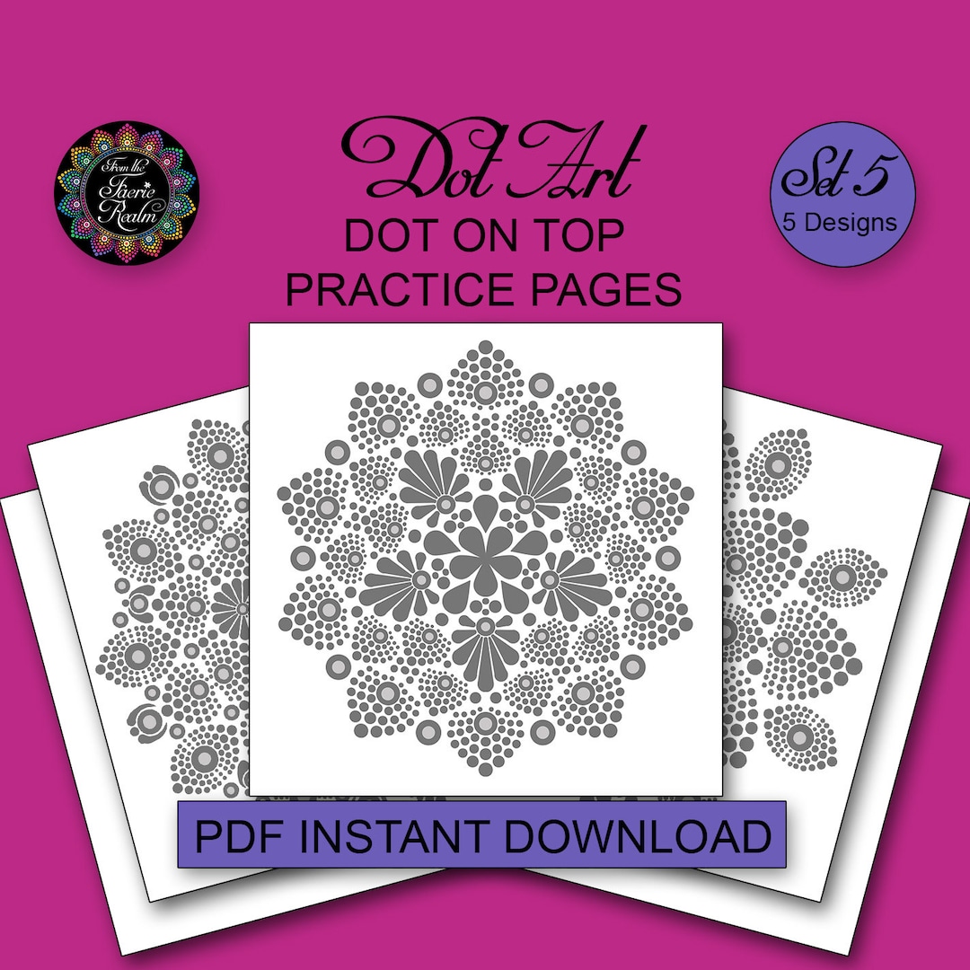 Dot Art Mandala Dot on Top Practice Pages Set 5 - 5 Mandalas in 5 Sizes ...