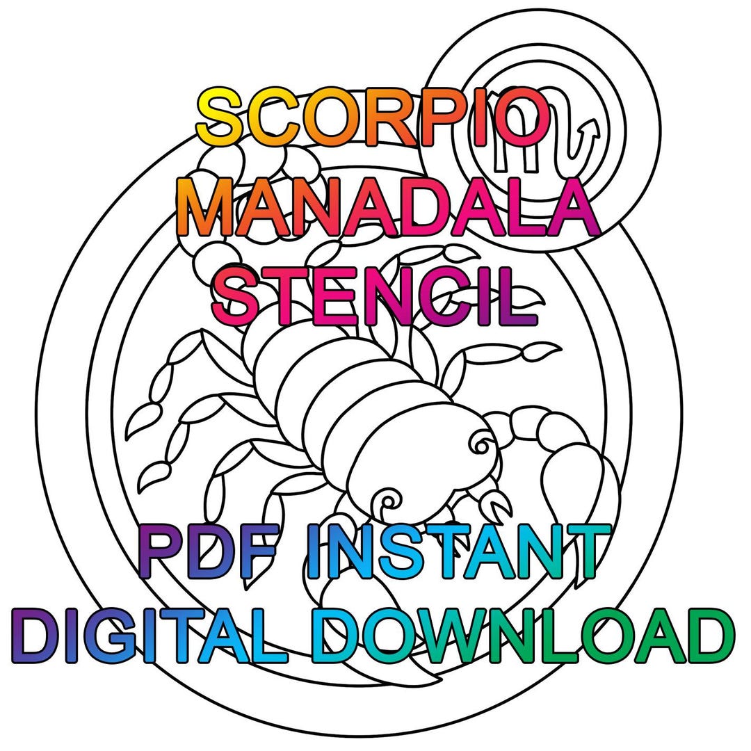 Dot Art Scorpio Mandala Stencil in 5 Sizes - PDF Instant Digital ...