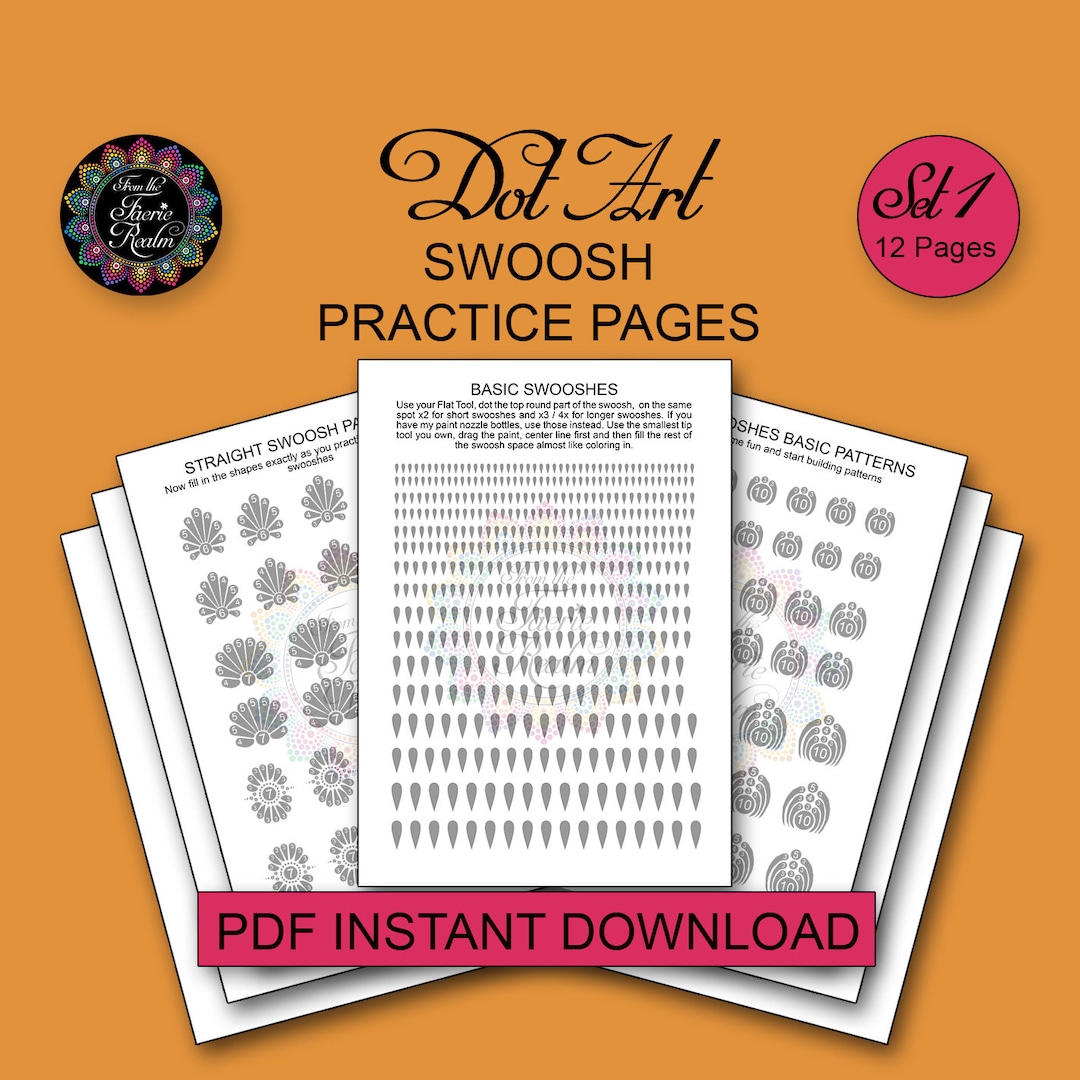 Swoosh Dot Art Practice Pages - 12 Pages - PDF Instant Digital Download ...
