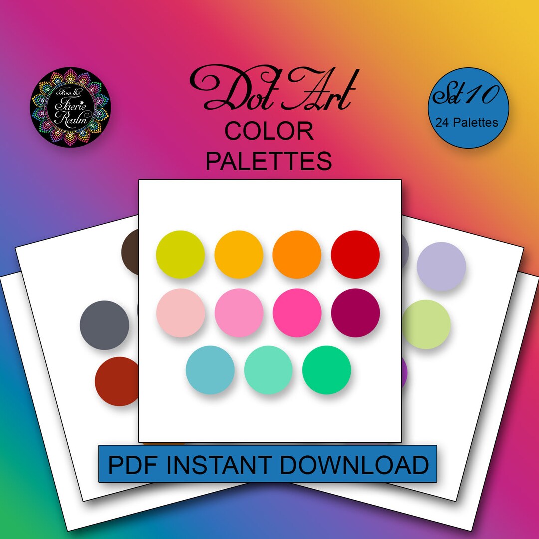 Dot Art 24 Color Palettes Set 10 - 2 Pages - PDF Instant Digital ...