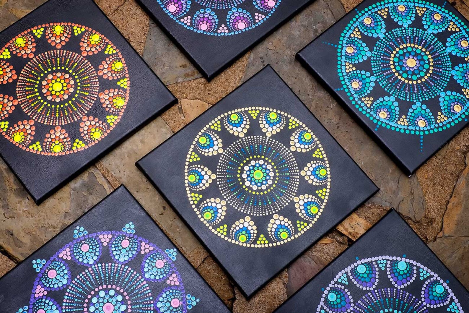 Dot Art Pattern Canvas 9 Downloadable PDF Mandala Dotting Dotting Art ...