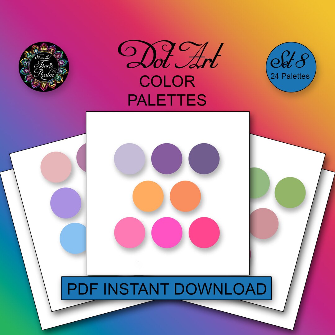 Dot Art 24 Color Palettes Set 8 - 2 Pages - PDF Instant Digital ...