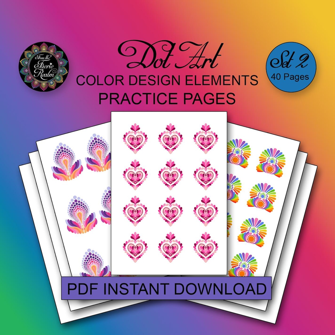 Dot Art Color Design Elements Practice Pages Set 2 - 40 Pages - PDF ...