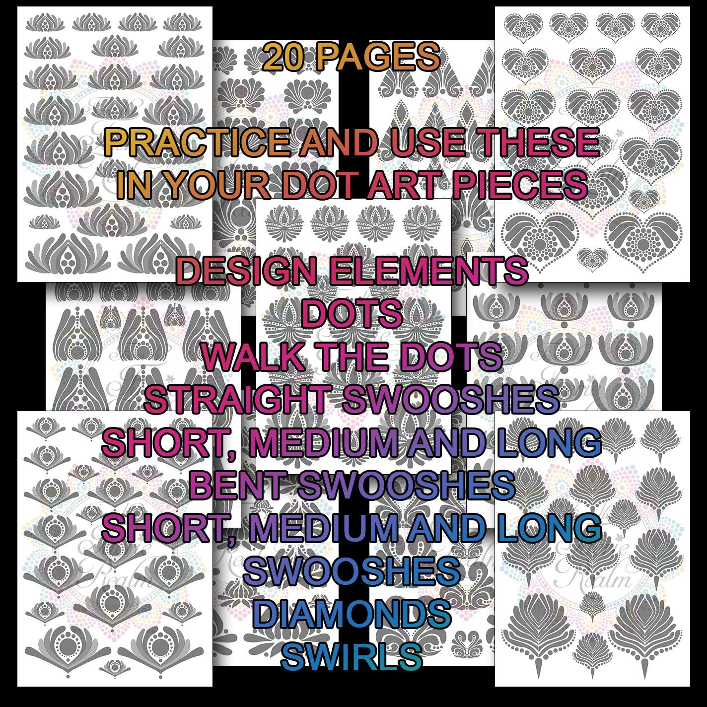 Dot Art Design Elements Practice Pages Set 4 36 Pages PDF - Etsy