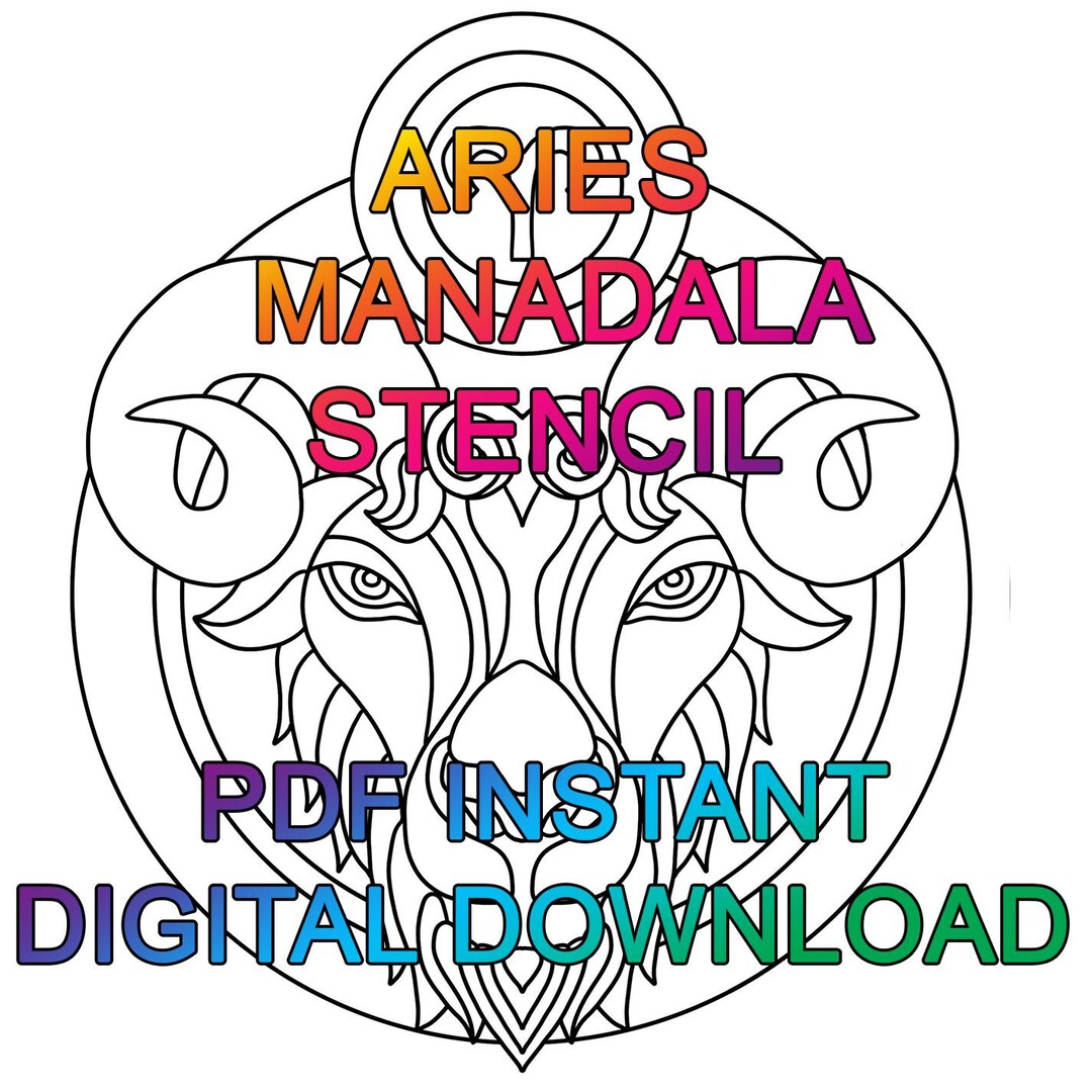 Dot Art Aries Mandala Stencil in 5 Sizes - PDF Instant Digital Download ...