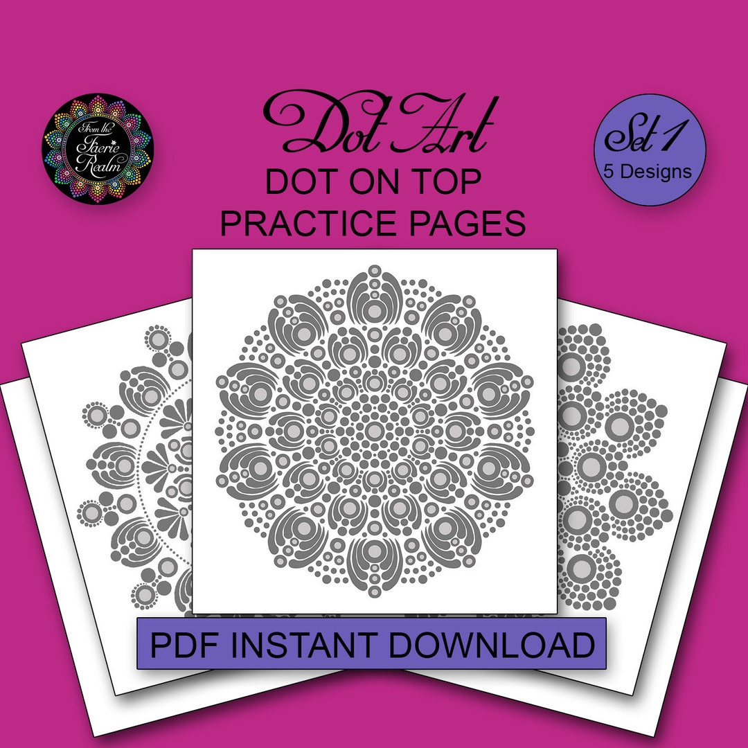 Dot Art Mandala Dot on Top Practice Pages Set 1 - 5 Mandalas in 5 Sizes ...
