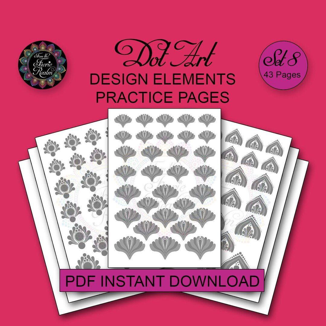 Dot Art Design Elements Practice Pages Set 8 - 43 Pages - PDF Instant ...