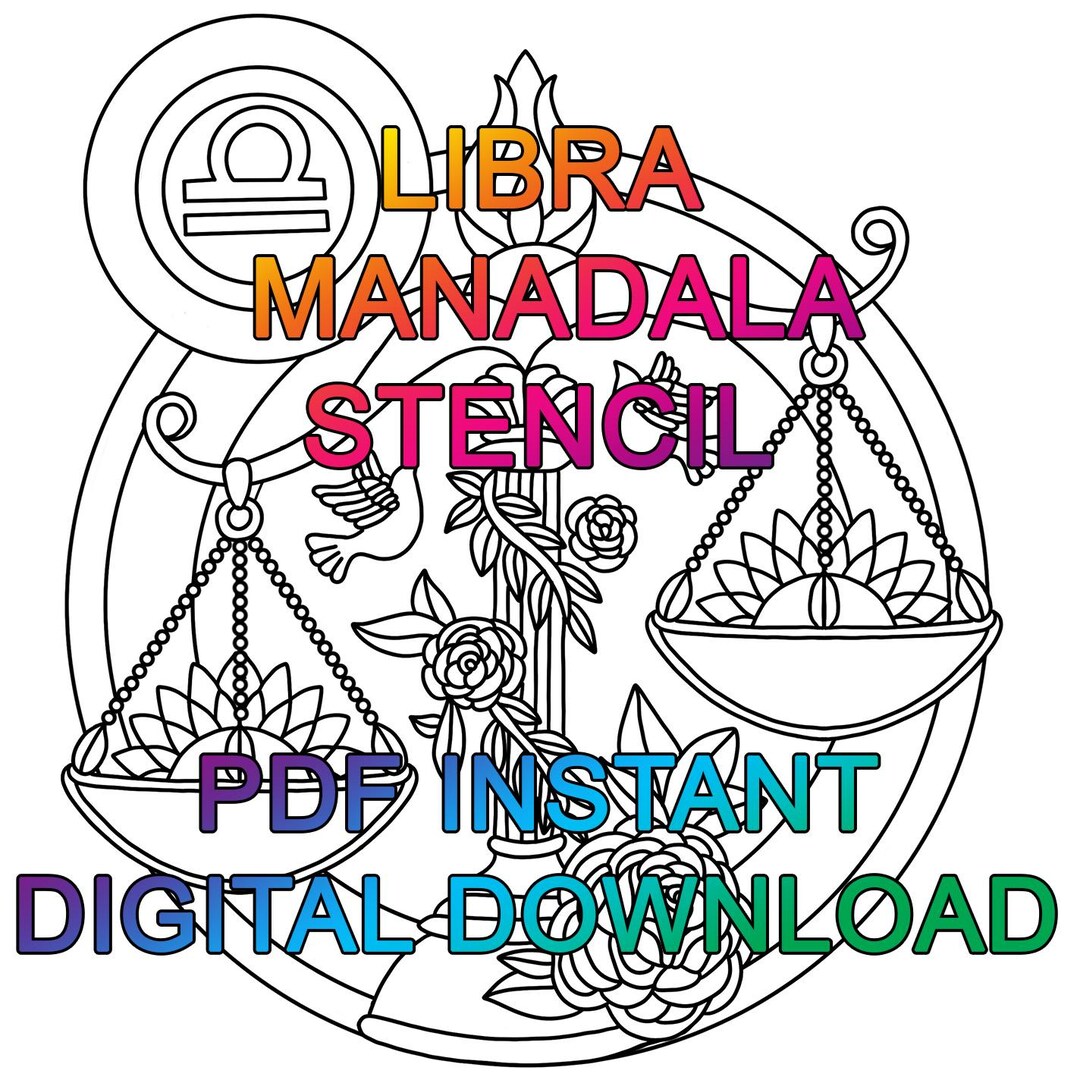 Dot Art Libra Mandala Stencil in 5 Sizes - PDF Instant Digital Download ...