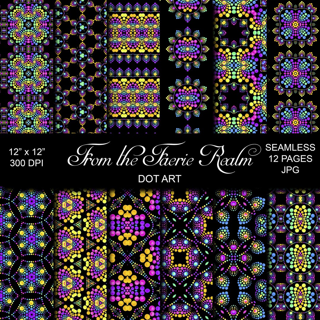 Rainbow Dot Art Digital Scrapbook Paper | Seamless Pattern | Printable ...