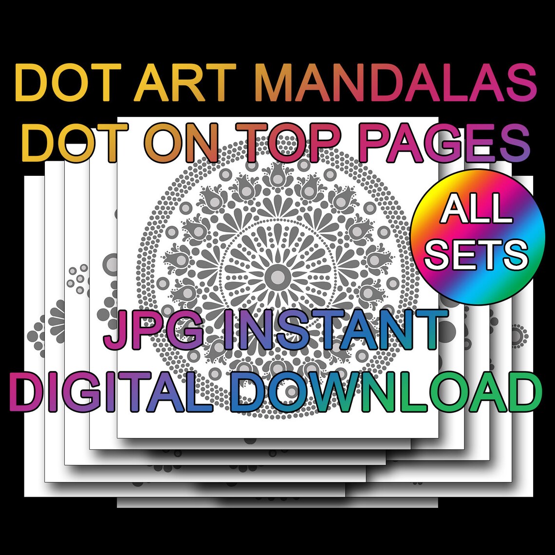 Dot Art Mandala Dot on Top Practice Pages 25 Mandalas in 5 - Etsy