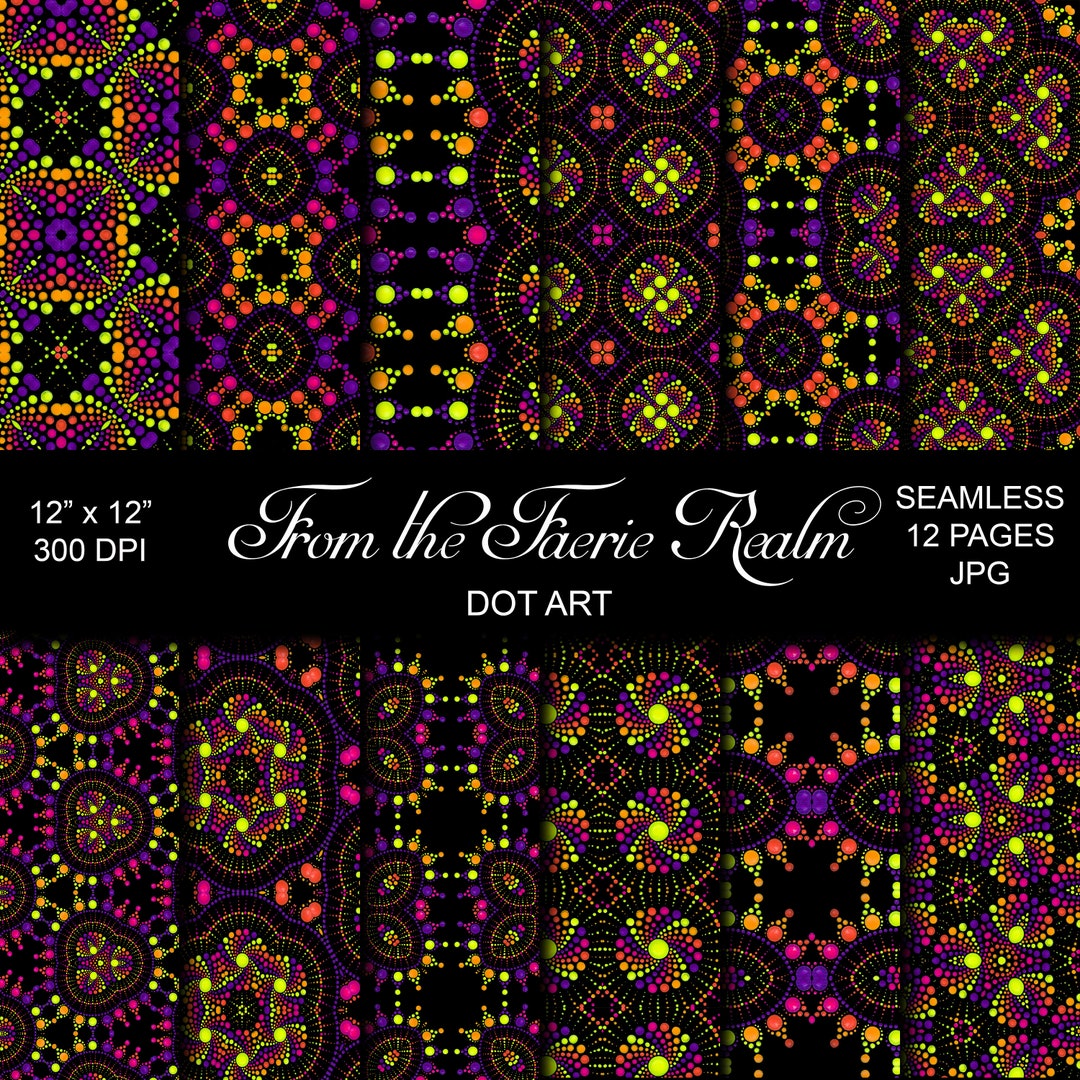 Holi Colors Dot Art Digital Scrapbook Paper | Seamless Pattern ...