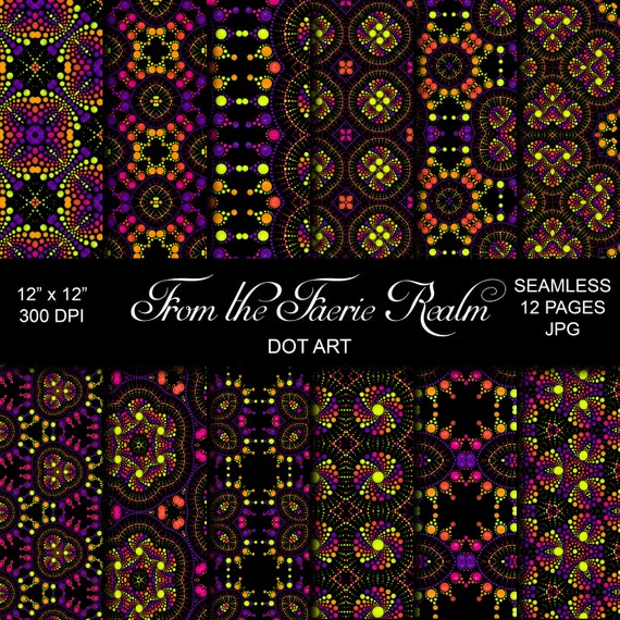 Holi Colors Dot Art Digital Scrapbook Paper Seamless Pattern | Etsy