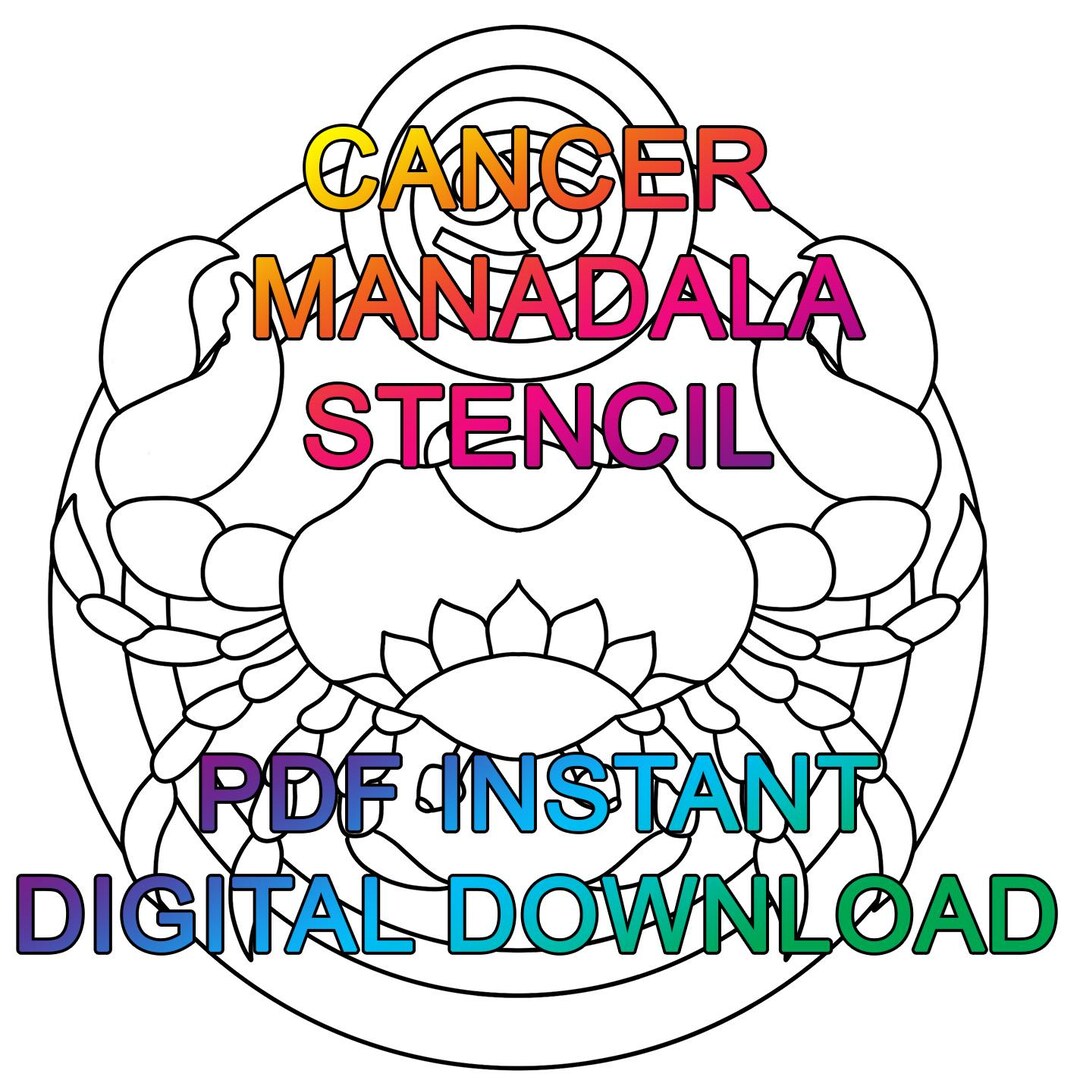 Dot Art Cancer Mandala Stencil in 5 Sizes - PDF Instant Digital ...