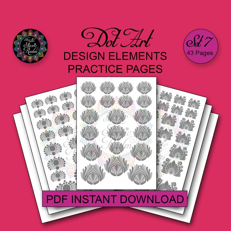 Dot Art Design Elements Practice Pages Set 7 - 43 Pages - PDF Instant ...