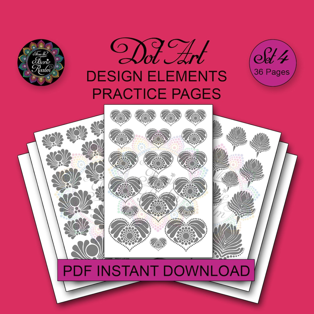Dot Art Design Elements Practice Pages Set 4 - 36 Pages - PDF Instant ...