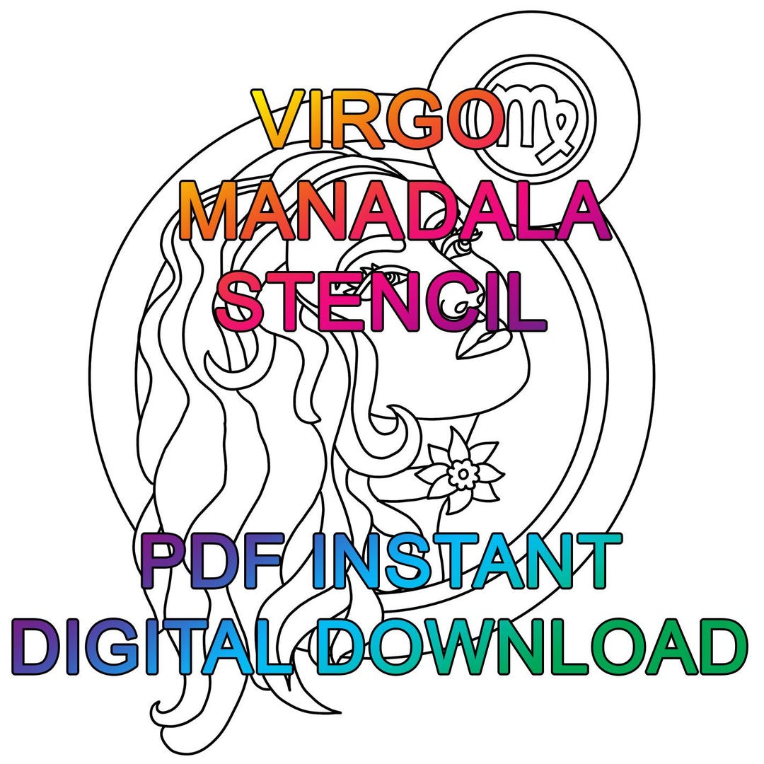 Dot Art Virgo Mandala Stencil in 5 Sizes - PDF Instant Digital Download ...