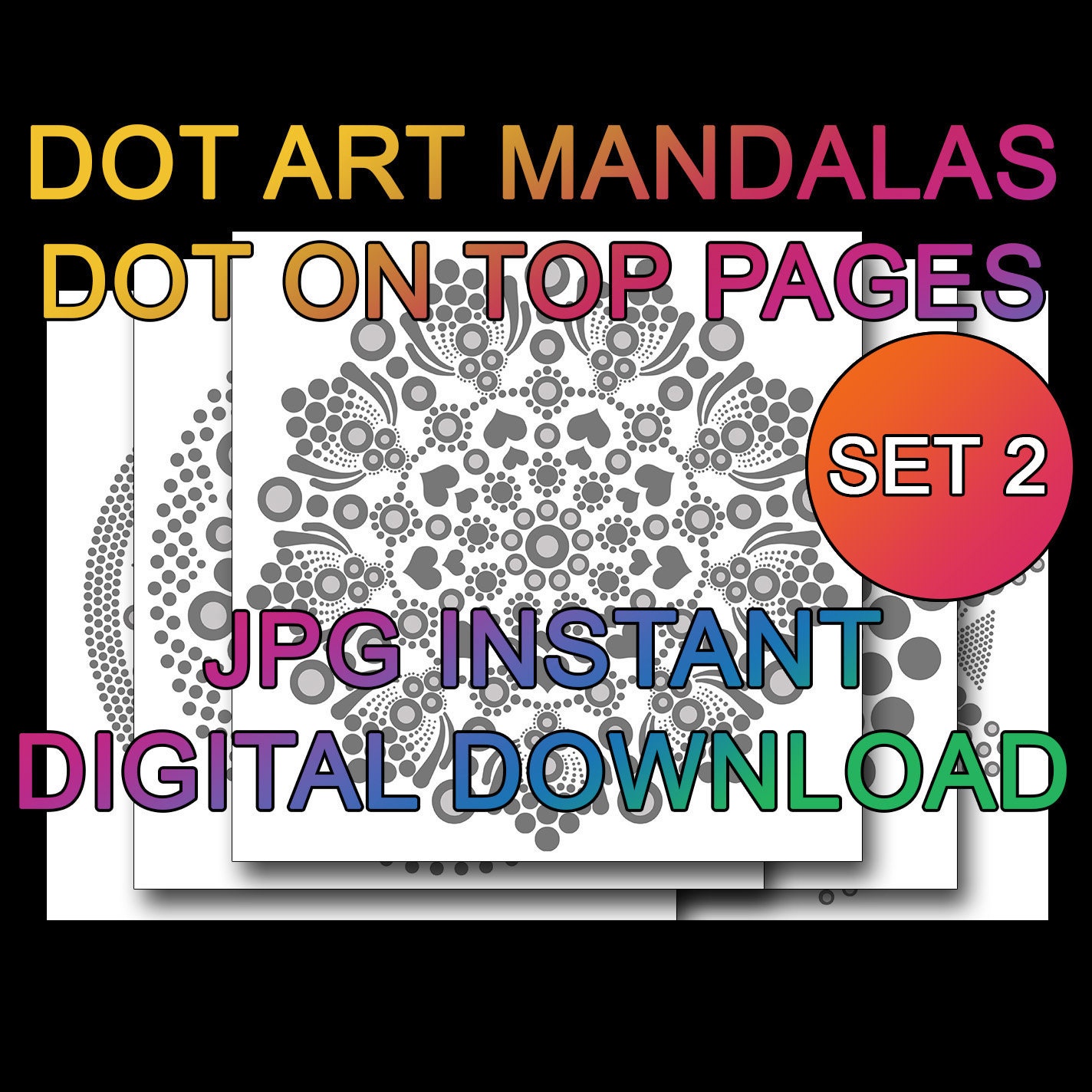 Dot Art Mandala Dot on Top Practice Pages S2 5 Mandalas in 5 - Etsy