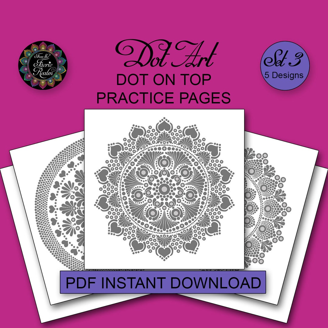 Dot Art Mandala Dot on Top Practice Pages Set 3 - 5 Mandalas in 5 Sizes ...