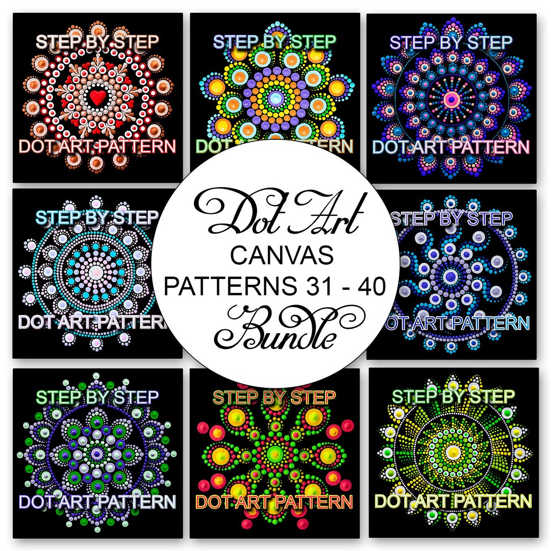 Dot Art Pattern Canvas 31 - 40 Bundle - Downloadable PDF - Mandala ...