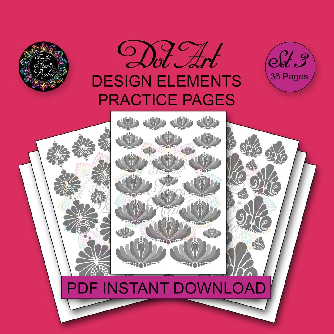 Dot Art Design Elements Practice Pages Set 3 - 36 Pages - PDF Instant ...