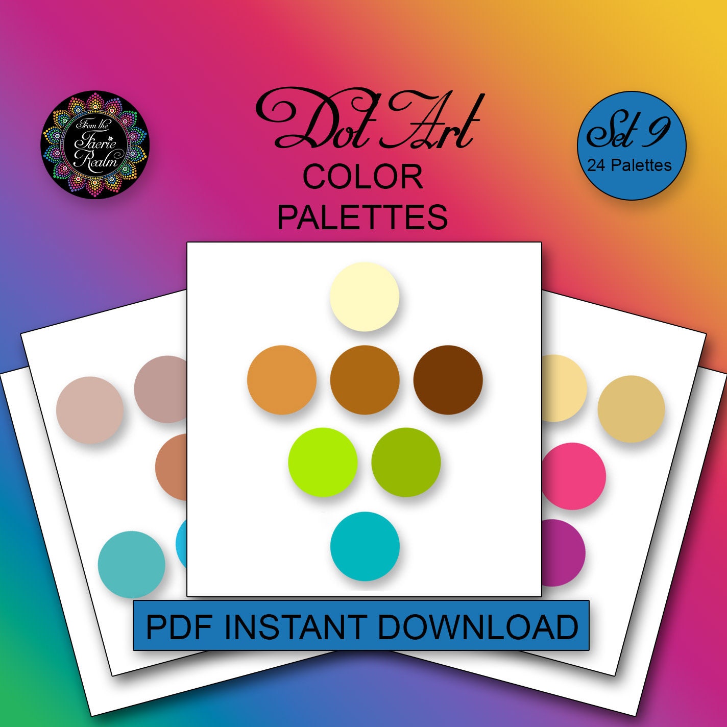 Dot Art 24 Color Palettes Set 9 2 Pages PDF Instant Digital Download ...