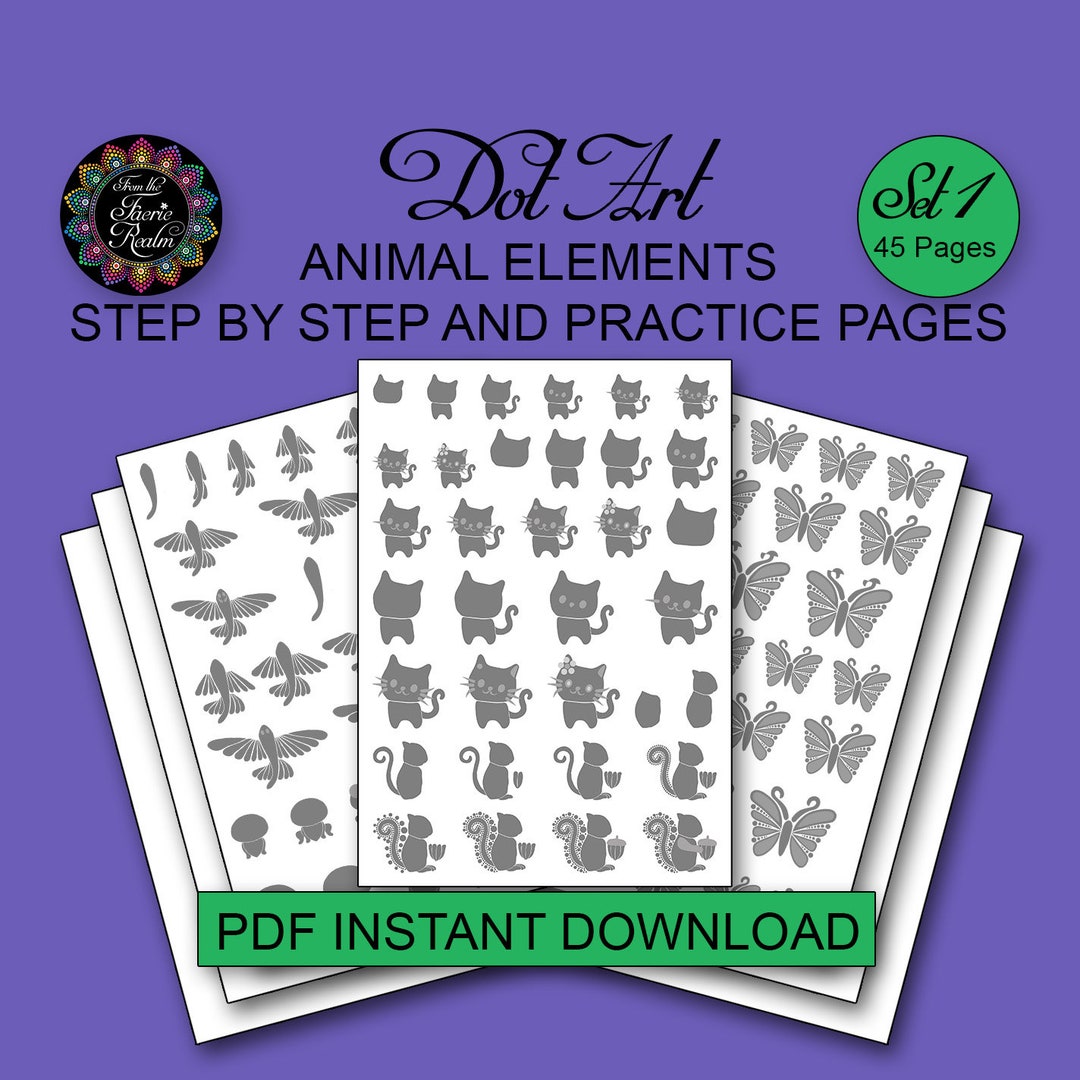Dot Art Animal Elements Practice Pages Set 1 - 45 Pages - PDF Instant ...