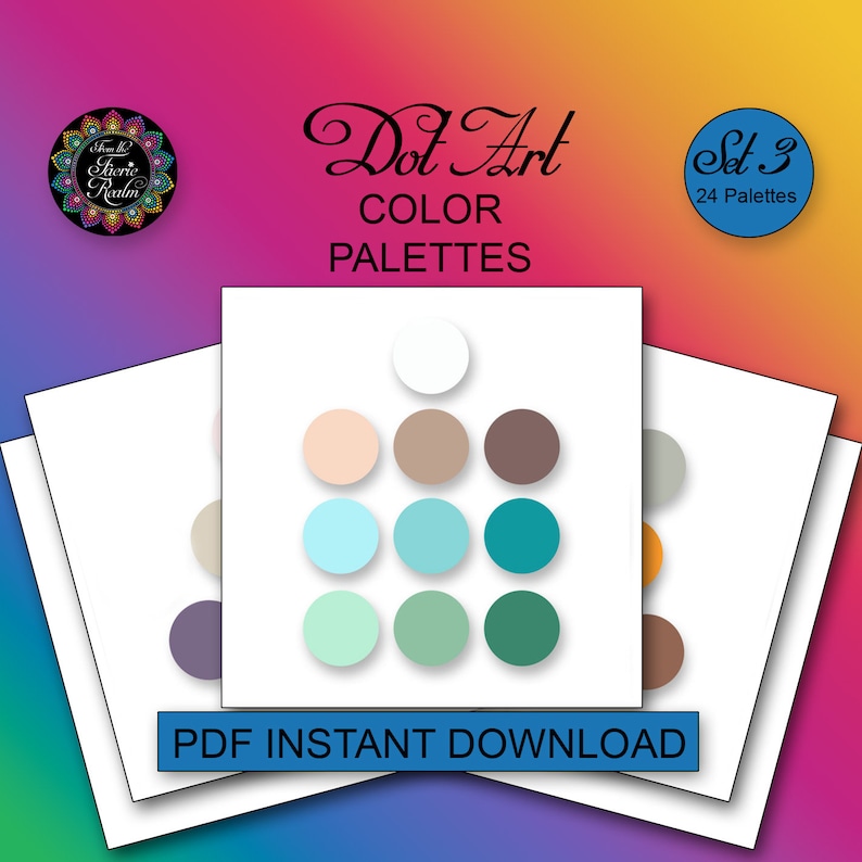 Dot Art 24 Color Palettes Set 3 2 Pages PDF Instant Digital Download ...